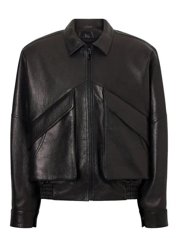 Magda Butrym Textured Leather Biker Jacket - Black