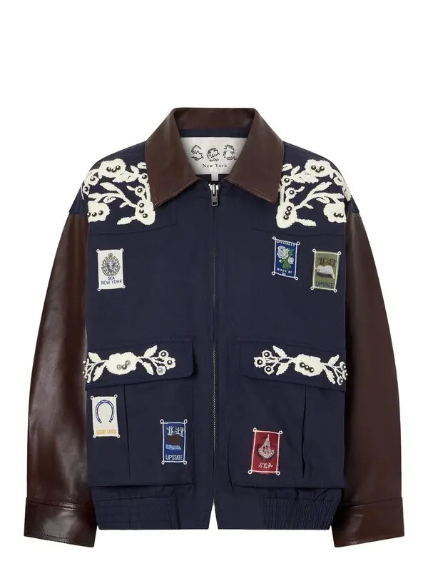Sea Georgie Embroidered Cotton-canvas And Leather Jacket - Blue