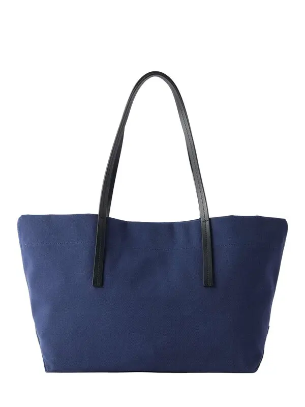 KALLMEYER Driving Leather-trimmed Canvas Tote - Navy