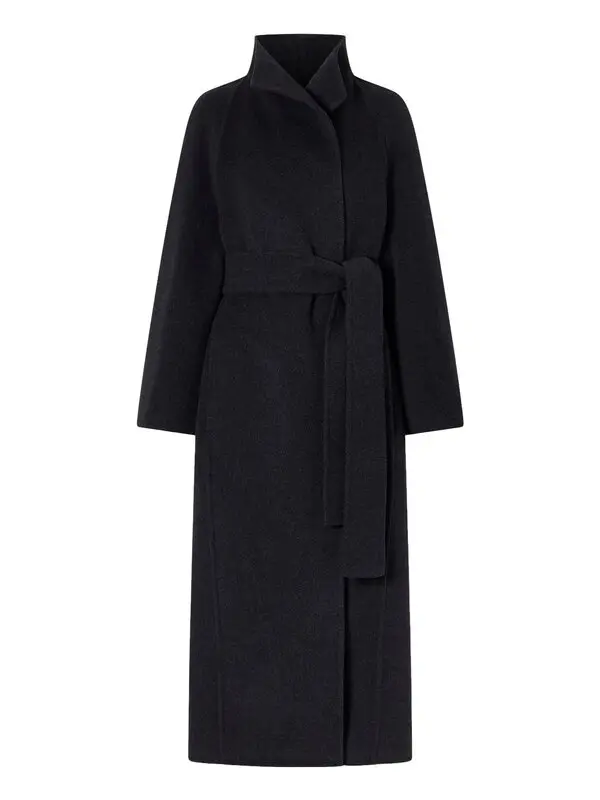 Khaite Belted Wool Long Coat - Black