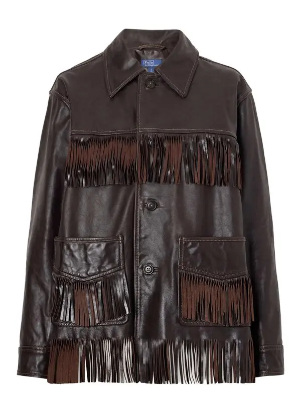 Polo Ralph Lauren Fringed Leather Jacket - Chocolate