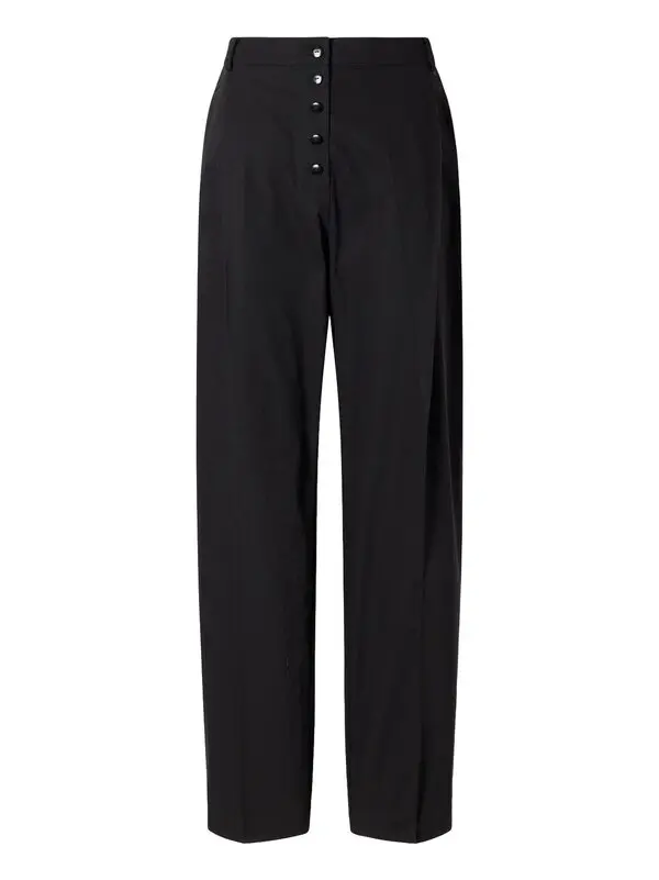 ST. AGNI Pleated Wool Wide-leg Trousers - Black