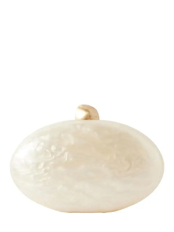 Cult Gaia Eviana Marble-effect Clutch - Neutrals