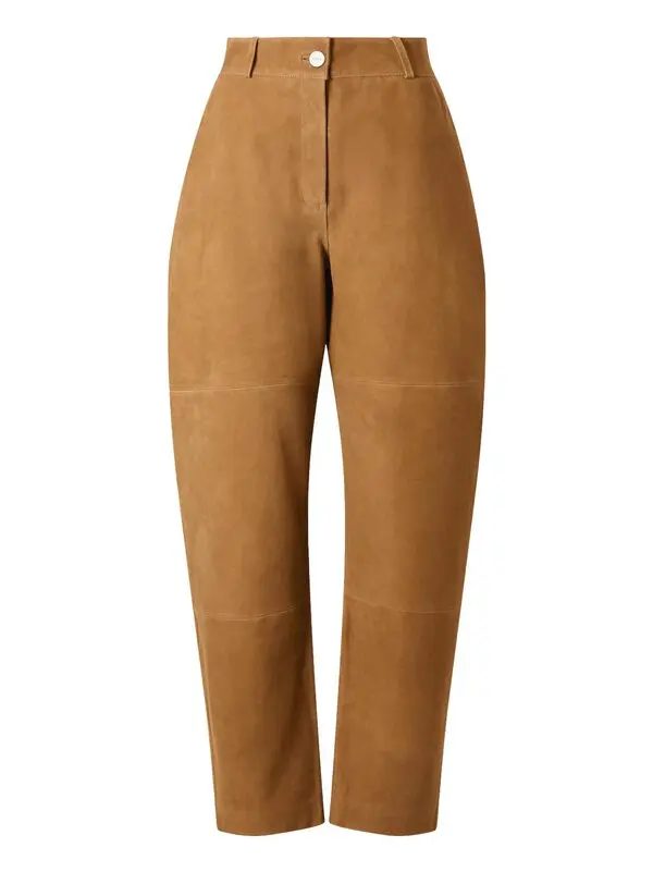 RÓHE Sculptural Paneled Suede Barrel-leg Pants - Brown