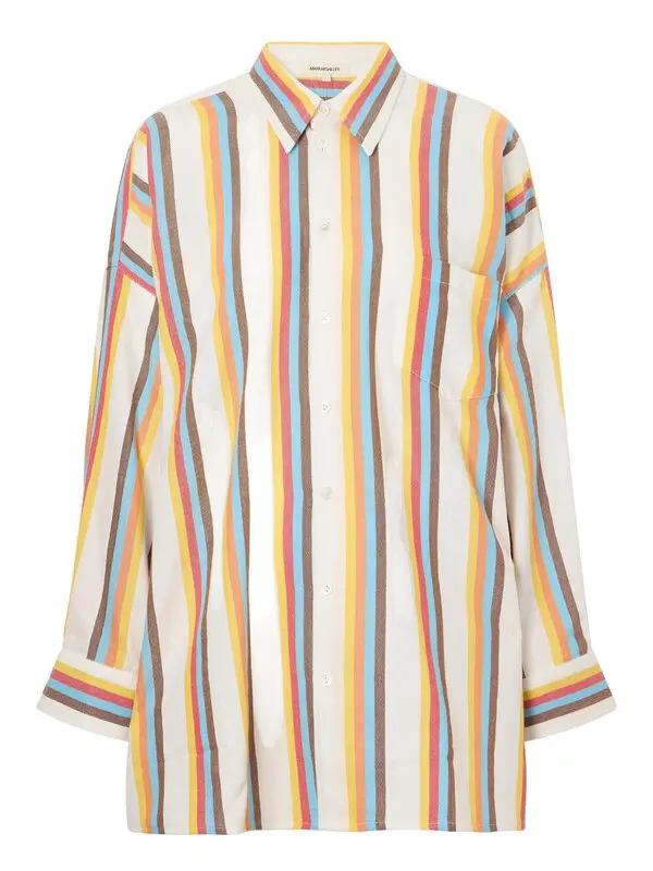 MARRAKSHI LIFE Oversized Striped Cotton-poplin Shirt - Brown
