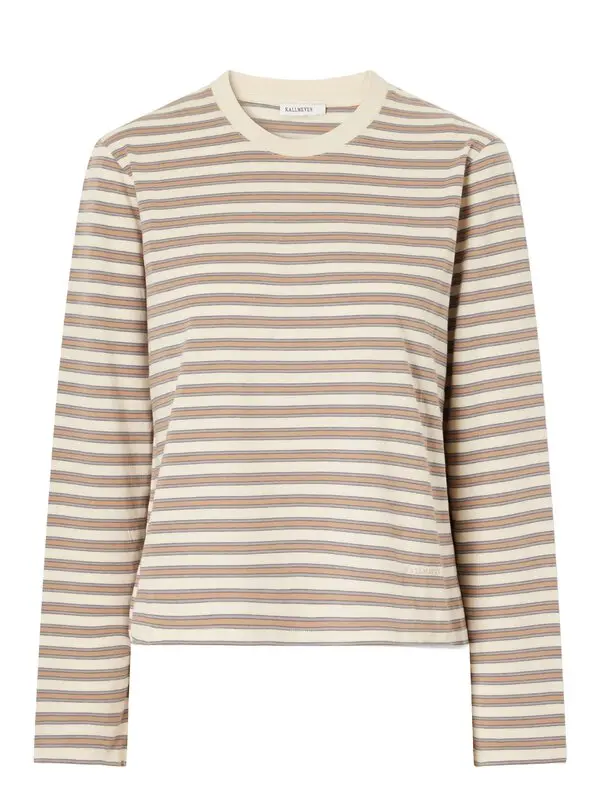 KALLMEYER Wynn Striped Cotton-jersey T-shirt - Peach