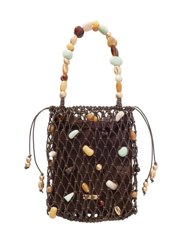 Cult Gaia Mercier Bead-embellished Mini Tote - Brown