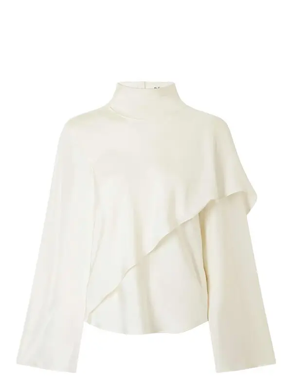 RÓHE Silk Twill Blouse With Attached Foulard Detail - Cream