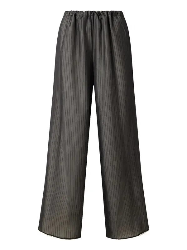 KALLMEYER Cairo Striped Silk And Cotton-poplin Wide-leg Pants - Black