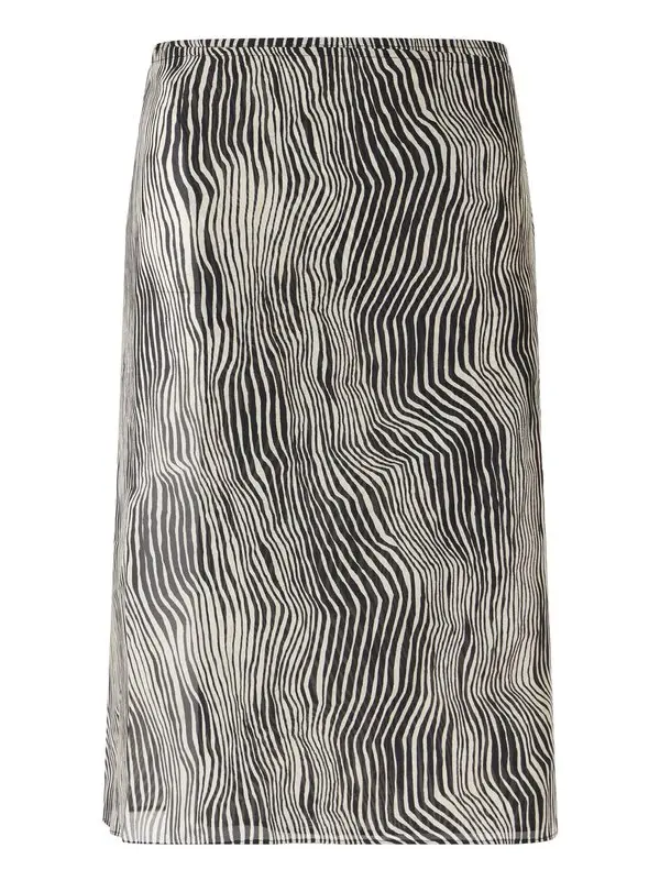 ST. AGNI Savannah Zebra-print Silk Midi Wrap Skirt - Brown