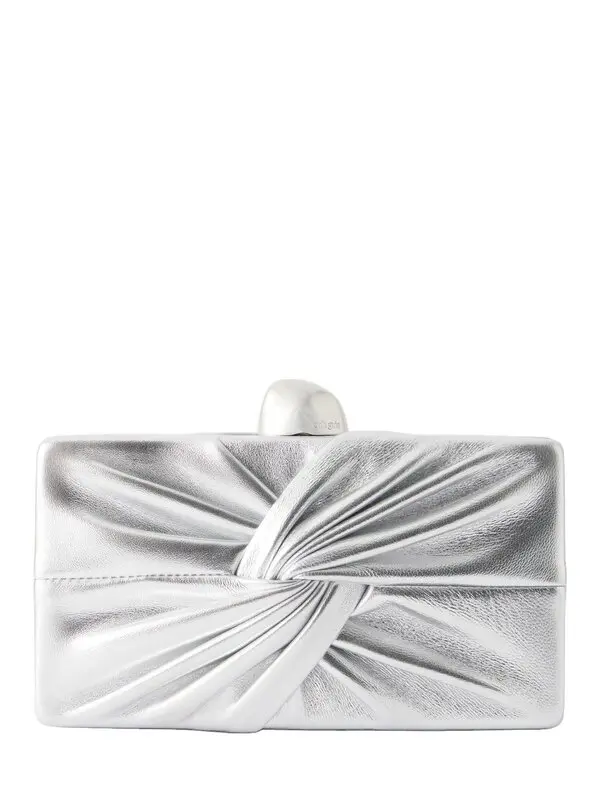 Cult Gaia Lisse Gathered Leather Clutch - Silver