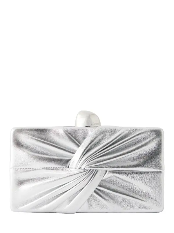 Cult Gaia Lisse Gathered Leather Clutch - Silver