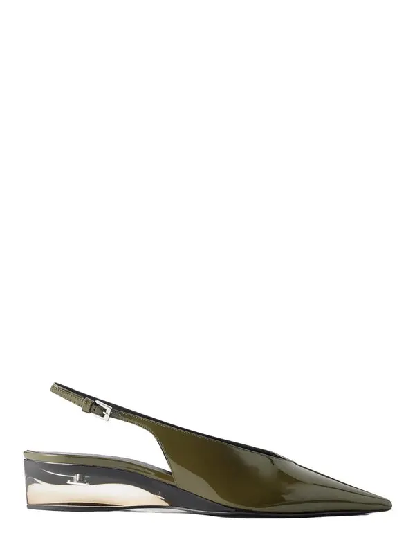 Alaïa Patent Leather Slingback Pumps With Transparent Wedge Heels - Green