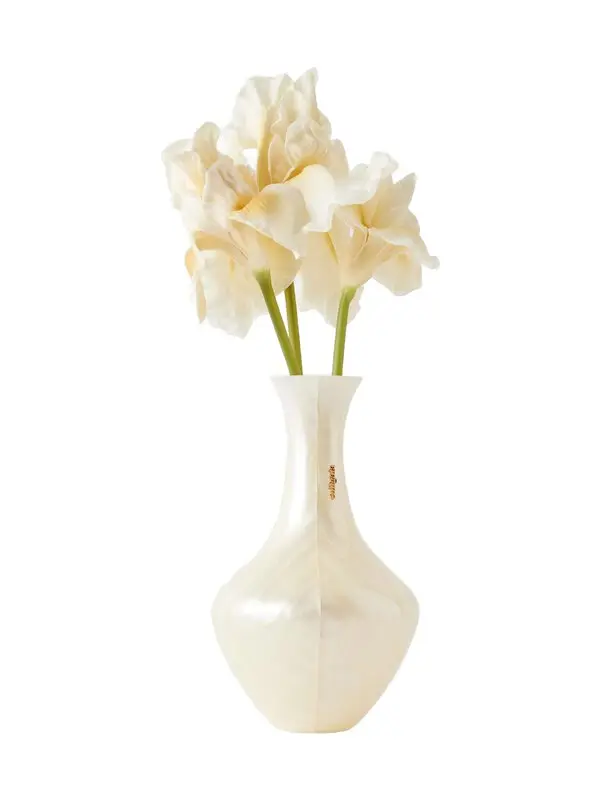 Cult Gaia Juno Marble-effect Clutch - Ivory