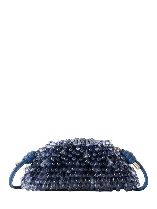 Cult Gaia Jaala Nano Beaded Leather Clutch - Blue