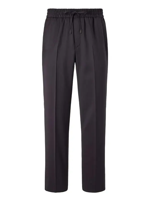 Brioni Asolo Wool Drawstring Trousers - Dark Gray