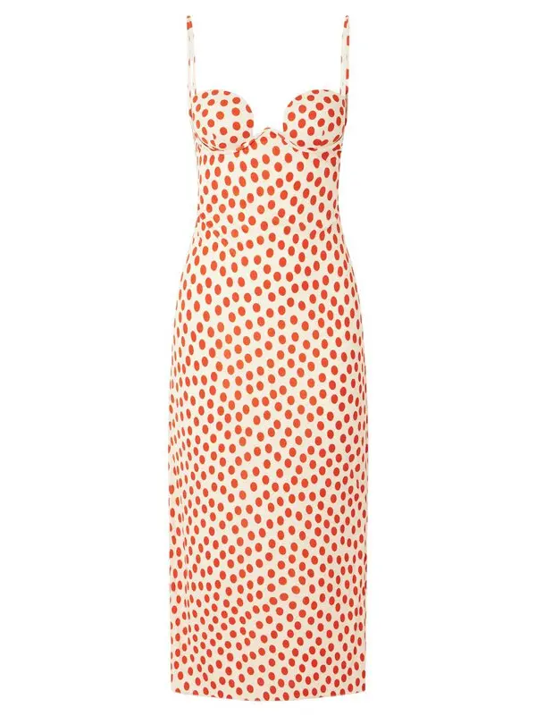 Alaïa Polka Dot Jersey Midi Dress - Red