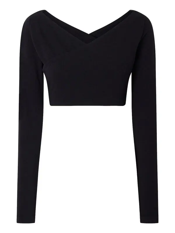 Alaïa Cotton-blend Stretch-crepe Cropped Top - Black