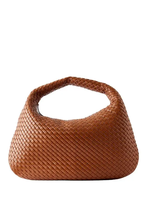 Bottega Veneta Maxi Veneta Intrecciato Leather Shoulder Bag - Brown
