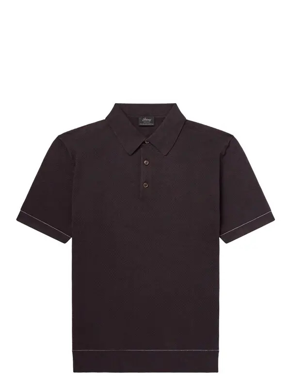 Brioni Cotton-piqué Polo Shirt - Brown