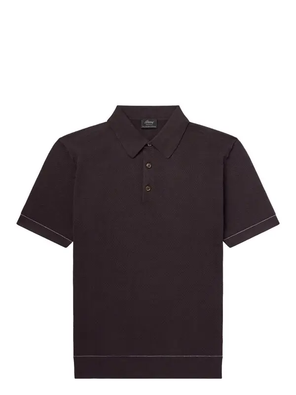 Brioni Cotton-piqué Polo Shirt - Brown