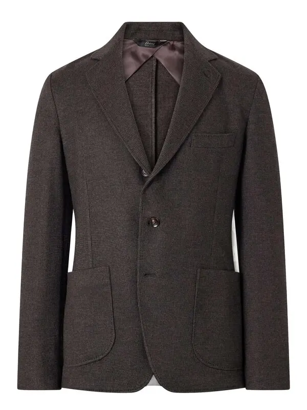 Brioni Houndstooth Cashmere Blazer - Brown