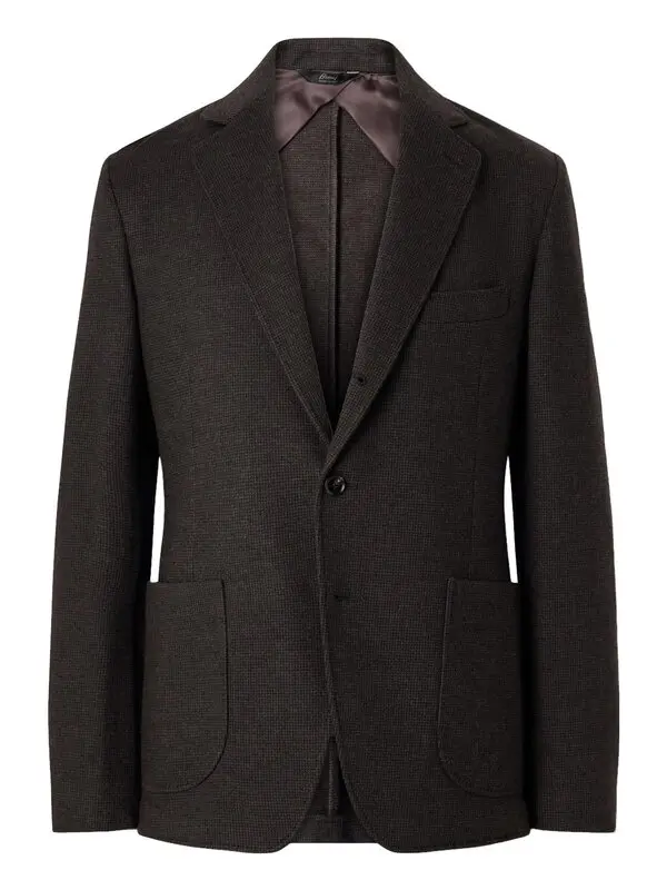 Brioni Houndstooth Cashmere Blazer - Brown