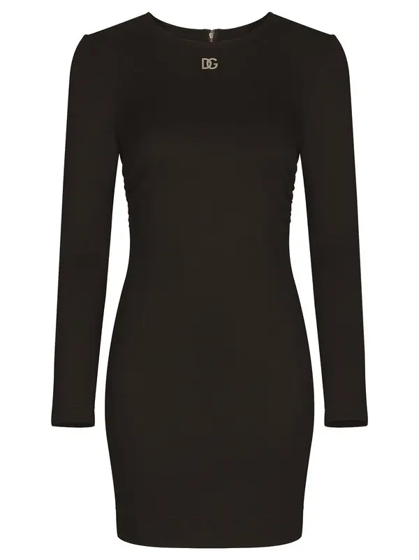 Dolce & Gabbana Milano Rib Dress With Dg Logo - Black