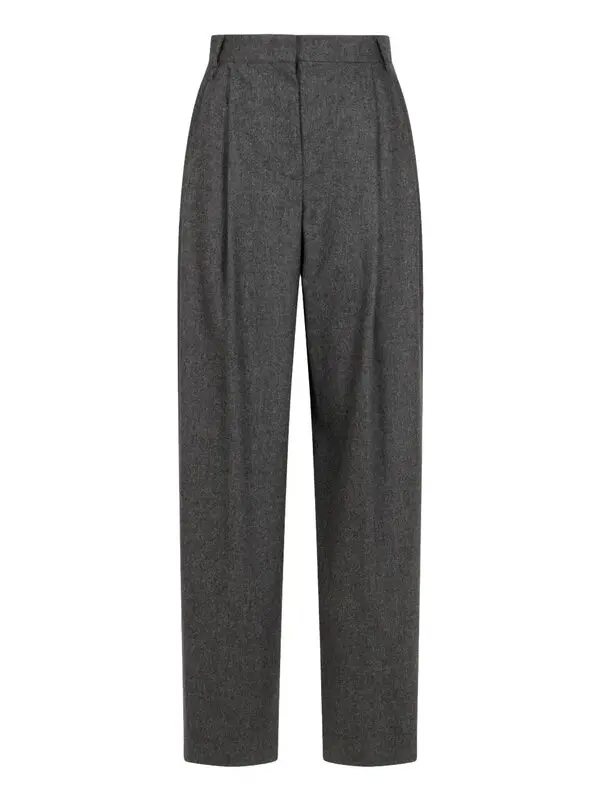 Emporio Armani Wool Pleated High-waisted Trousers - Grey