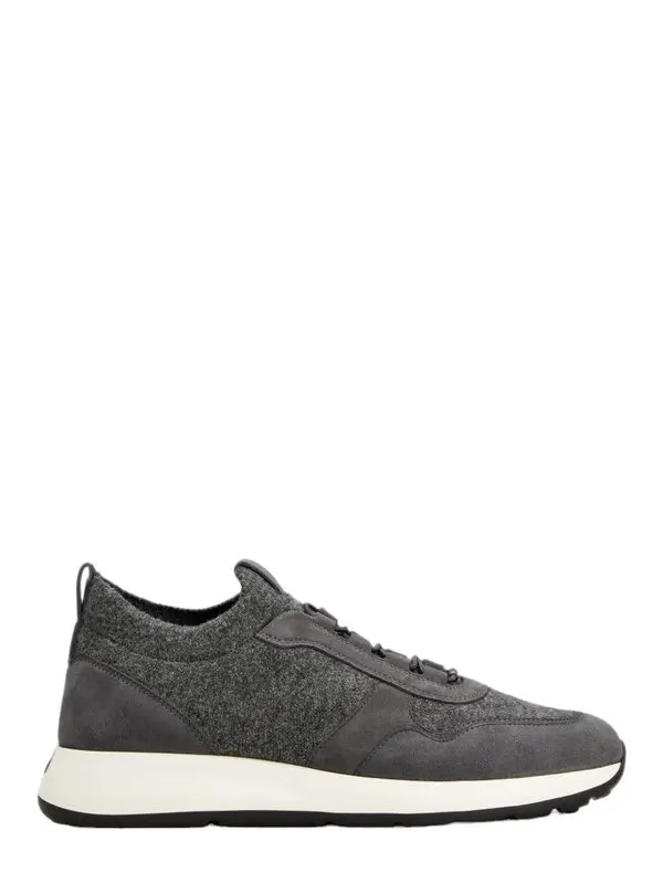 TOD'S Leather And Knit Lace-up Sneakers - Grey