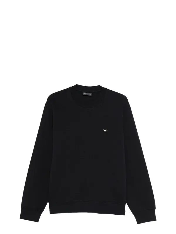 Emporio Armani Cotton Crewneck Sweatshirt With Logo Detail - Blue