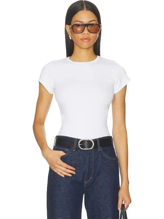 BARELOOM Ribbed Cotton Modal Short Sleeve Tee - White