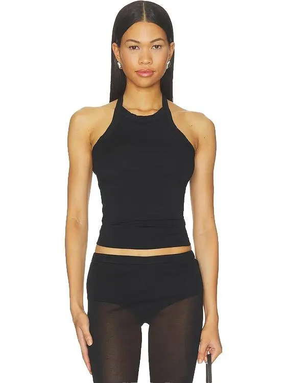 BARELOOM Halter Neck Ribbed Tank - Black