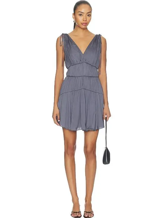 Paige Otis Pleated Satin Dress - Pacific Blue