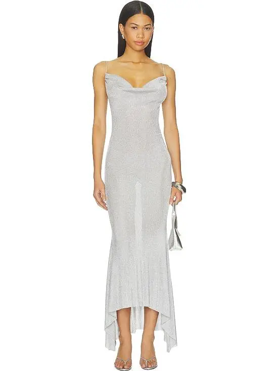 GUIZIO Elsie Cowl Neck Dress - Silver