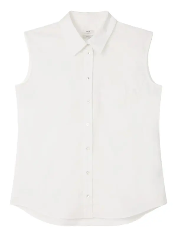 GWYN Colleen Sleeveless Shirt With Pointed Collar - White