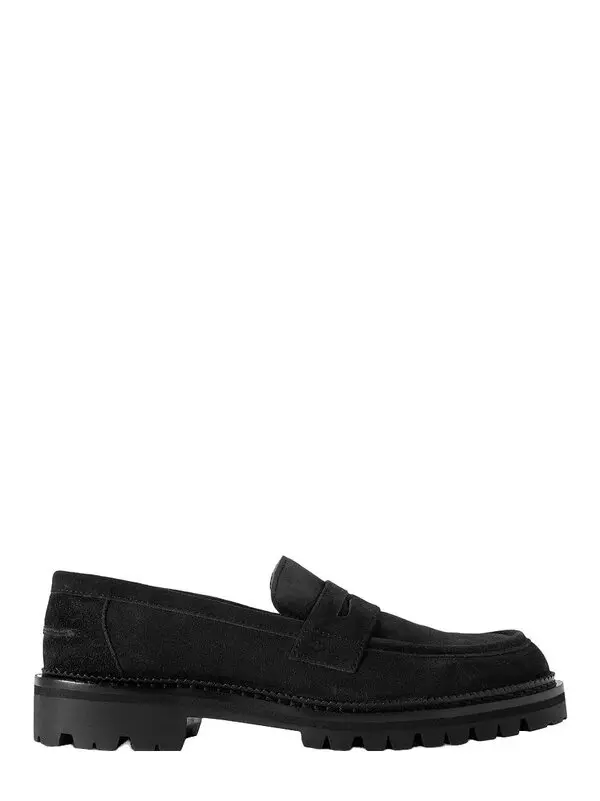 Mr P. Jacques Suede Penny Loafers - Black