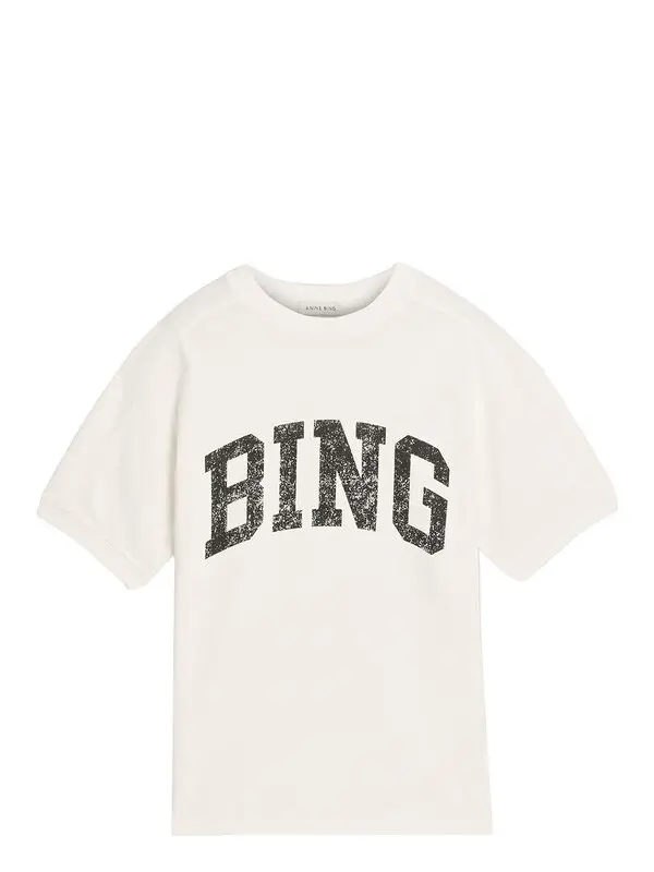 ANINE BING Jaylin Logo Print Cotton Jersey T-shirt - Ivory