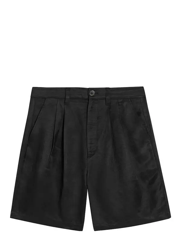 ANINE BING Carrie Pleated Twill Shorts - Black