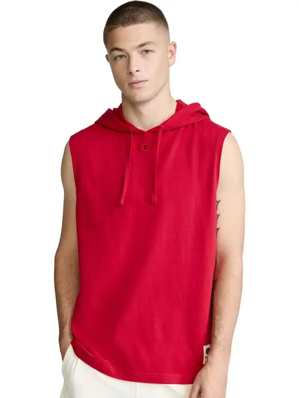 Champion Sleeveless Hoodie With Embroidered C Logo - Tango Red