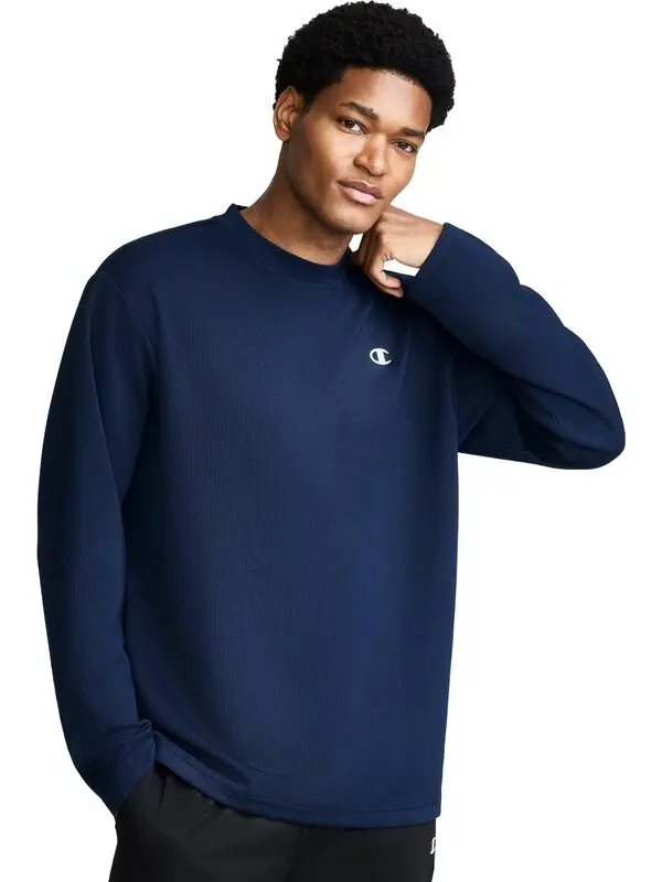 Champion Sport Long Sleeve Crewneck With C Logo - Deep Navy