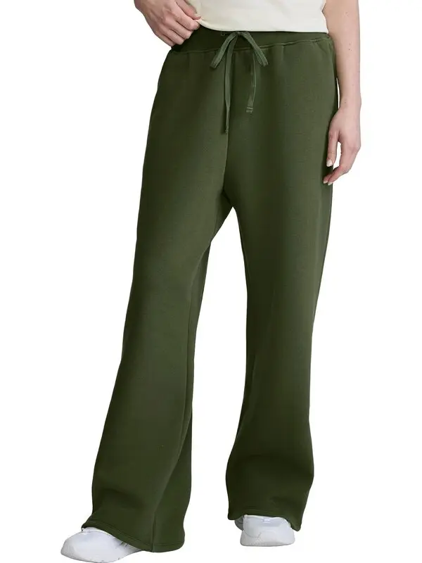 Champion Wide Leg Fleece Sweatpants With Embroidered Logo - Chive