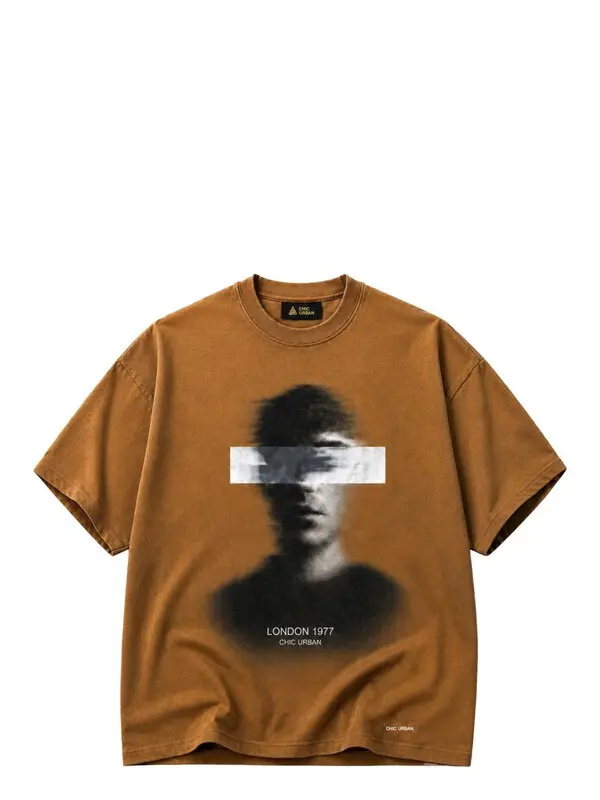 CHIC URBAN Blurred Identity Oversized T-shirt - Brown