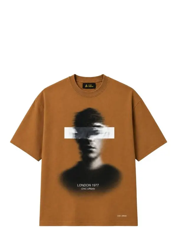 CHIC URBAN Blurred Identity Oversized T-shirt - Brown