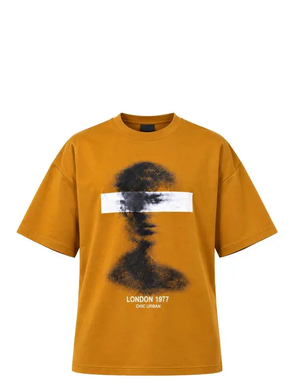 CHIC URBAN Blurred Identity Oversized T-shirt - Brown