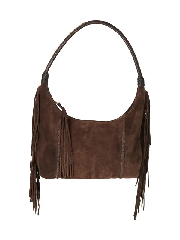 Carlos Falchi Fringe Suede Hobo Bag - Brown