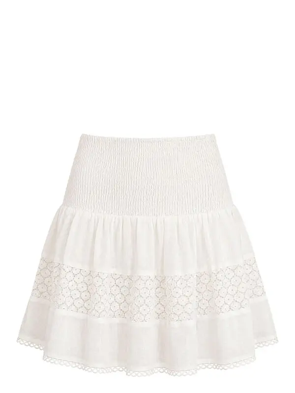MUCHE & MUCHETTE Linen Crochet Mini Skirt - White