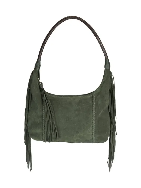 Carlos Falchi Suede Fringe Hobo Bag - Green
