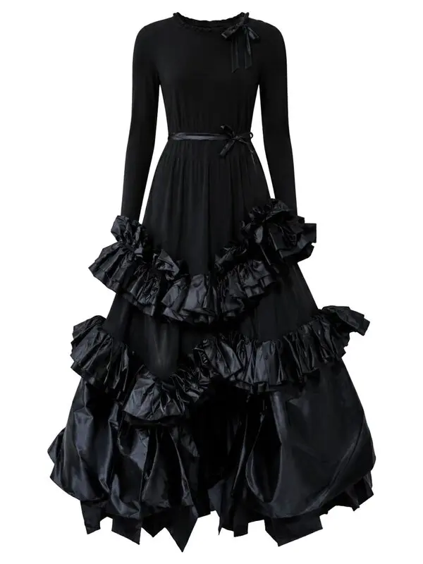 Miro Misljen Rhapsody Dress With Architectural Ruffles - Black
