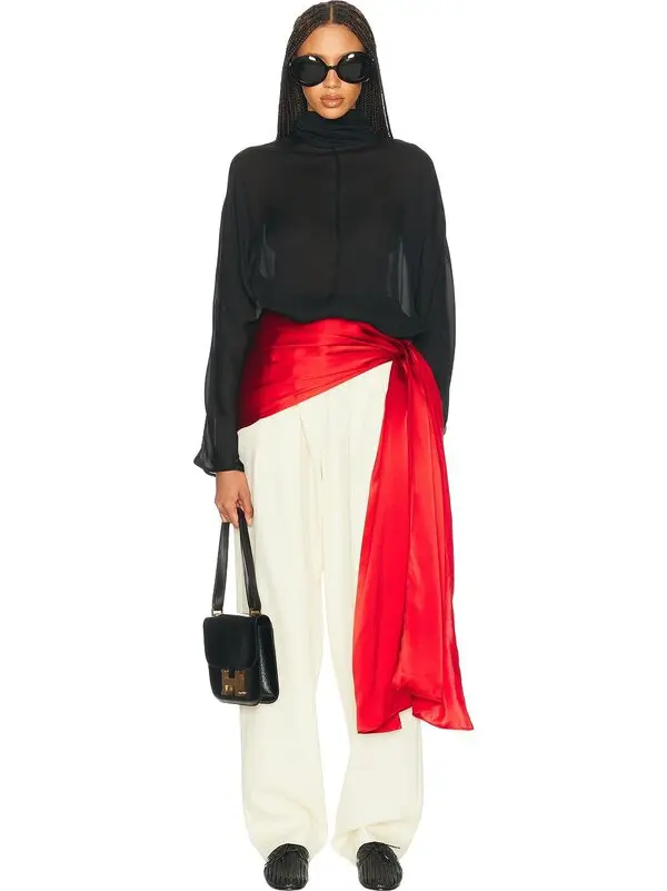 HELSA Dolman Popover Top In Cupro - Black
